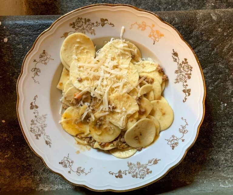Corzetti Pasta with White Ragù - Romagnoli Pasta Tools
